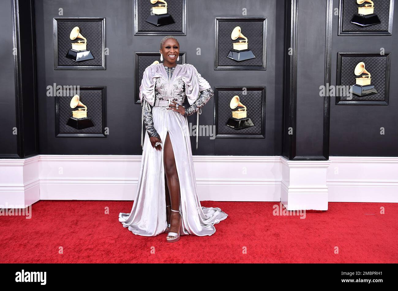Cynthia Erivo arrives at the 64th Annual Grammy Awards at the MGM Grand ...