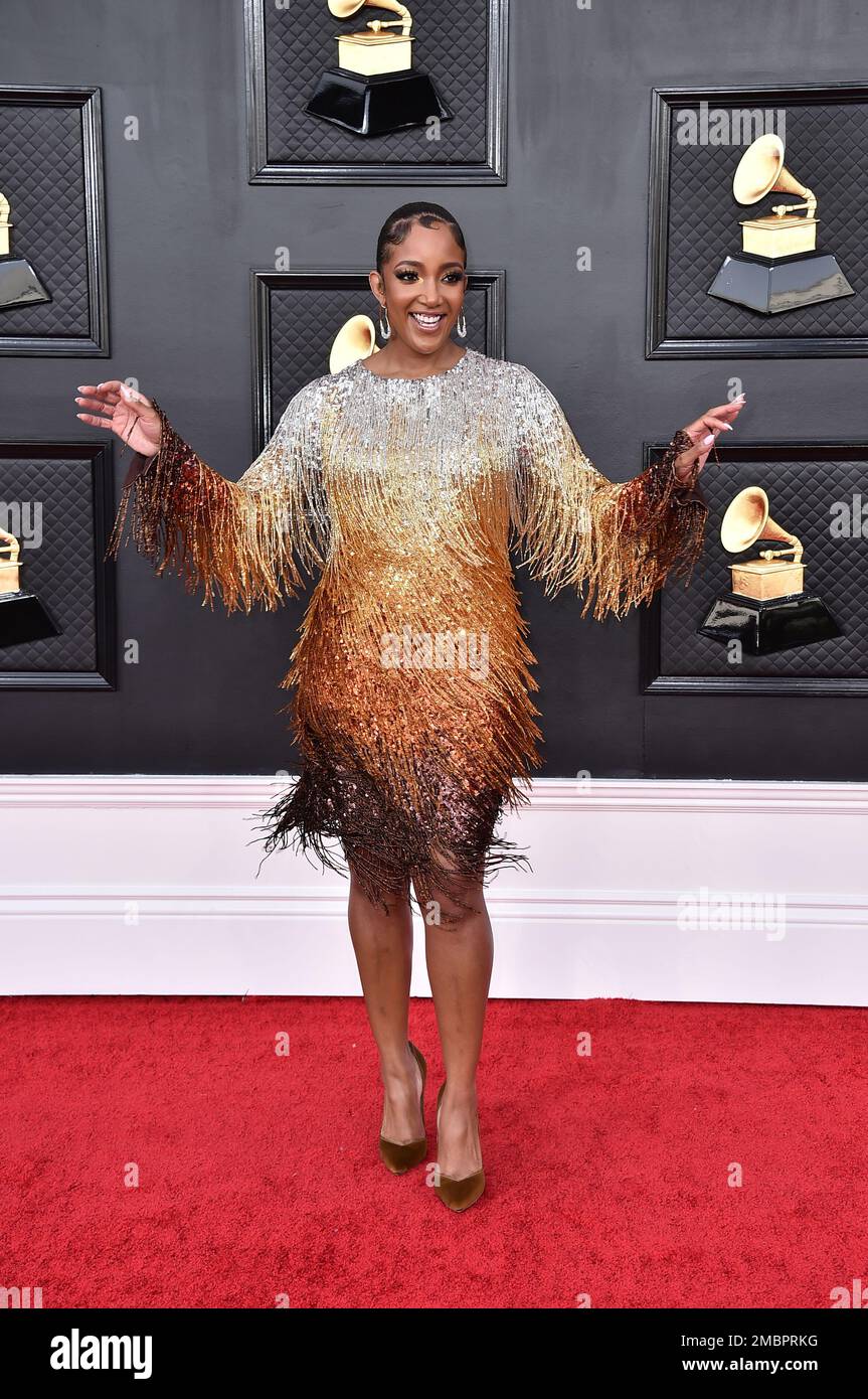 Mickey Guyton arrives at the 64th Annual Grammy Awards at the MGM Grand ...