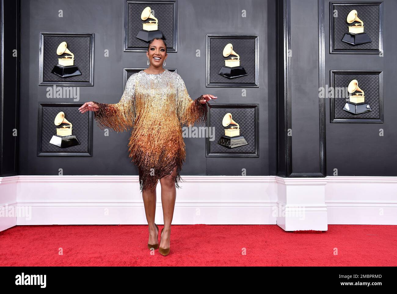 Mickey Guyton arrives at the 64th Annual Grammy Awards at the MGM Grand ...