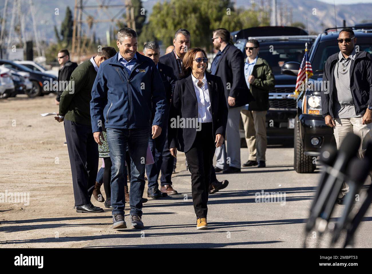 United States Vice President Kamala Harris walks with Secretary Wade ...