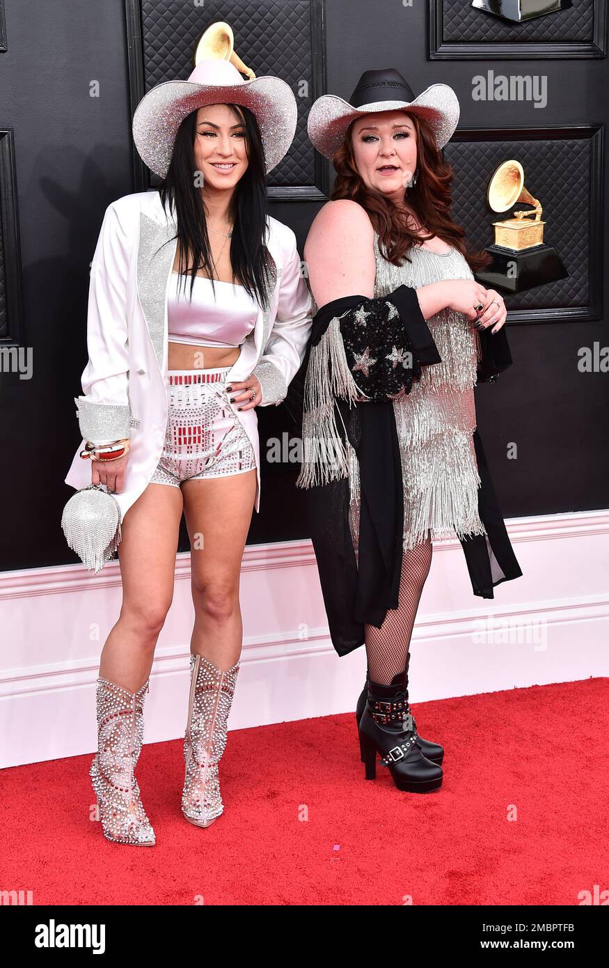 Summer Overstreet, left, and Audra Mae arrive at the 64th Annual Grammy ...