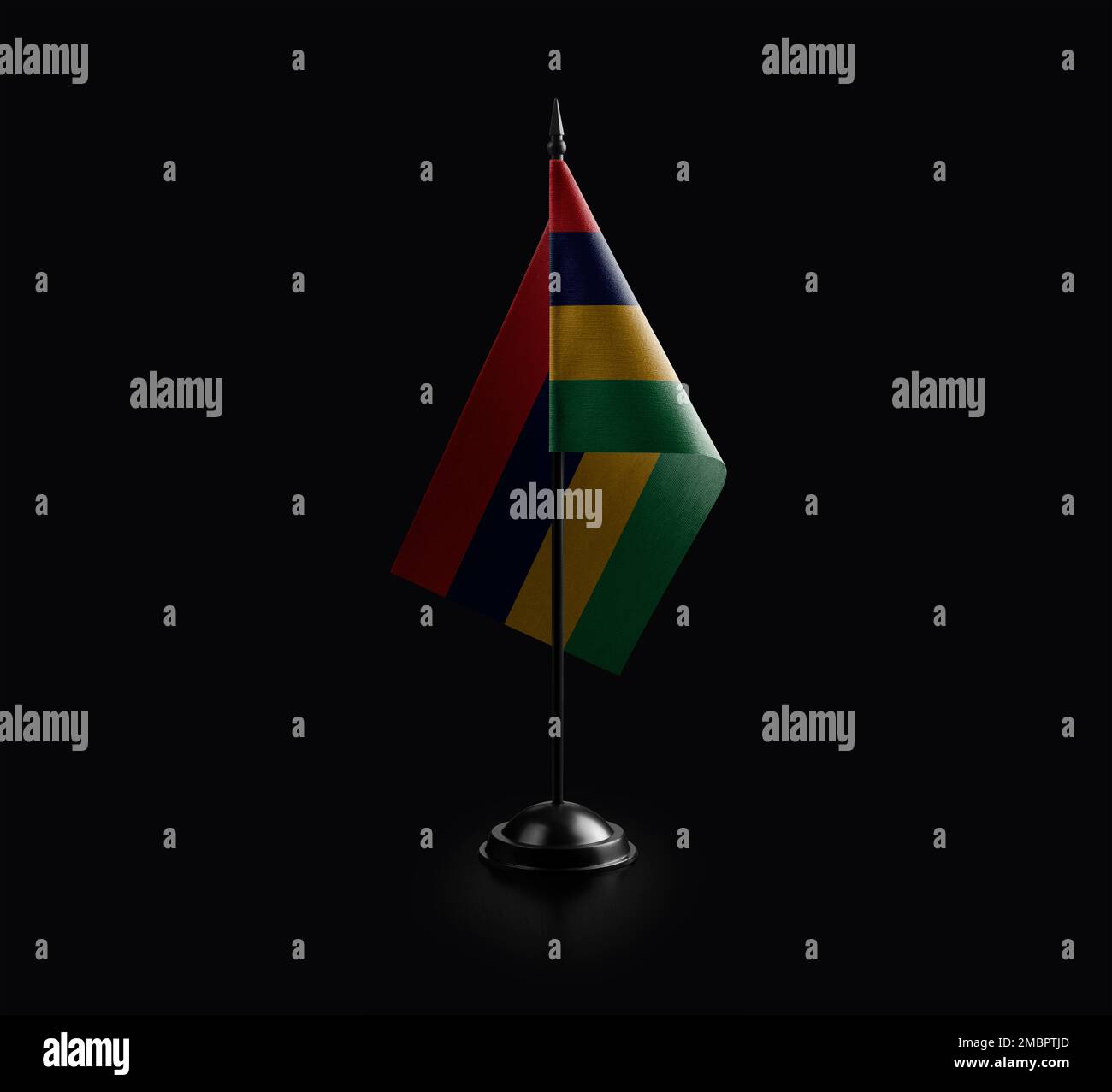 Small national flags of the Mauritius on a black background Stock Photo ...
