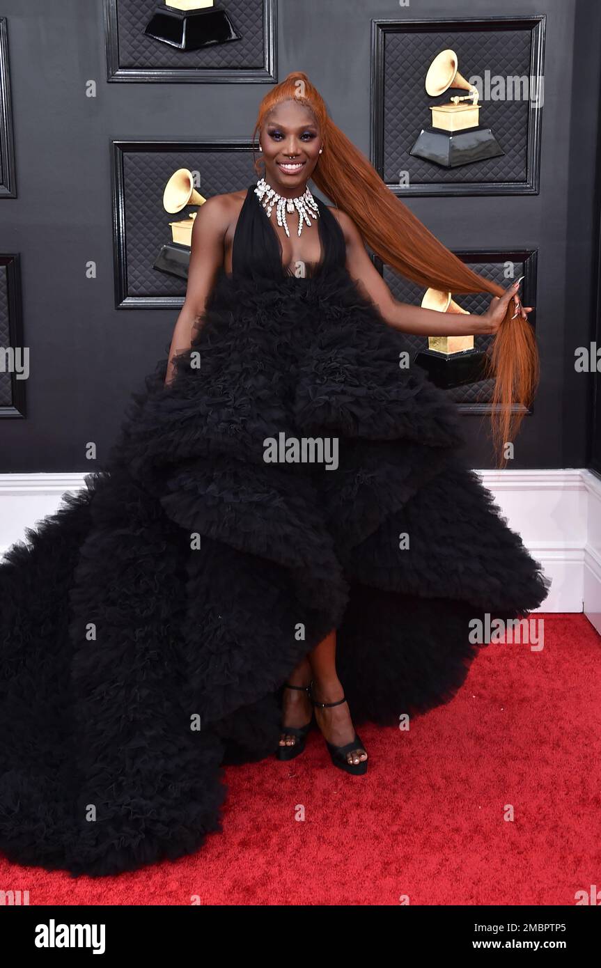 Doechii arrives at the 64th Annual Grammy Awards at the MGM Grand ...