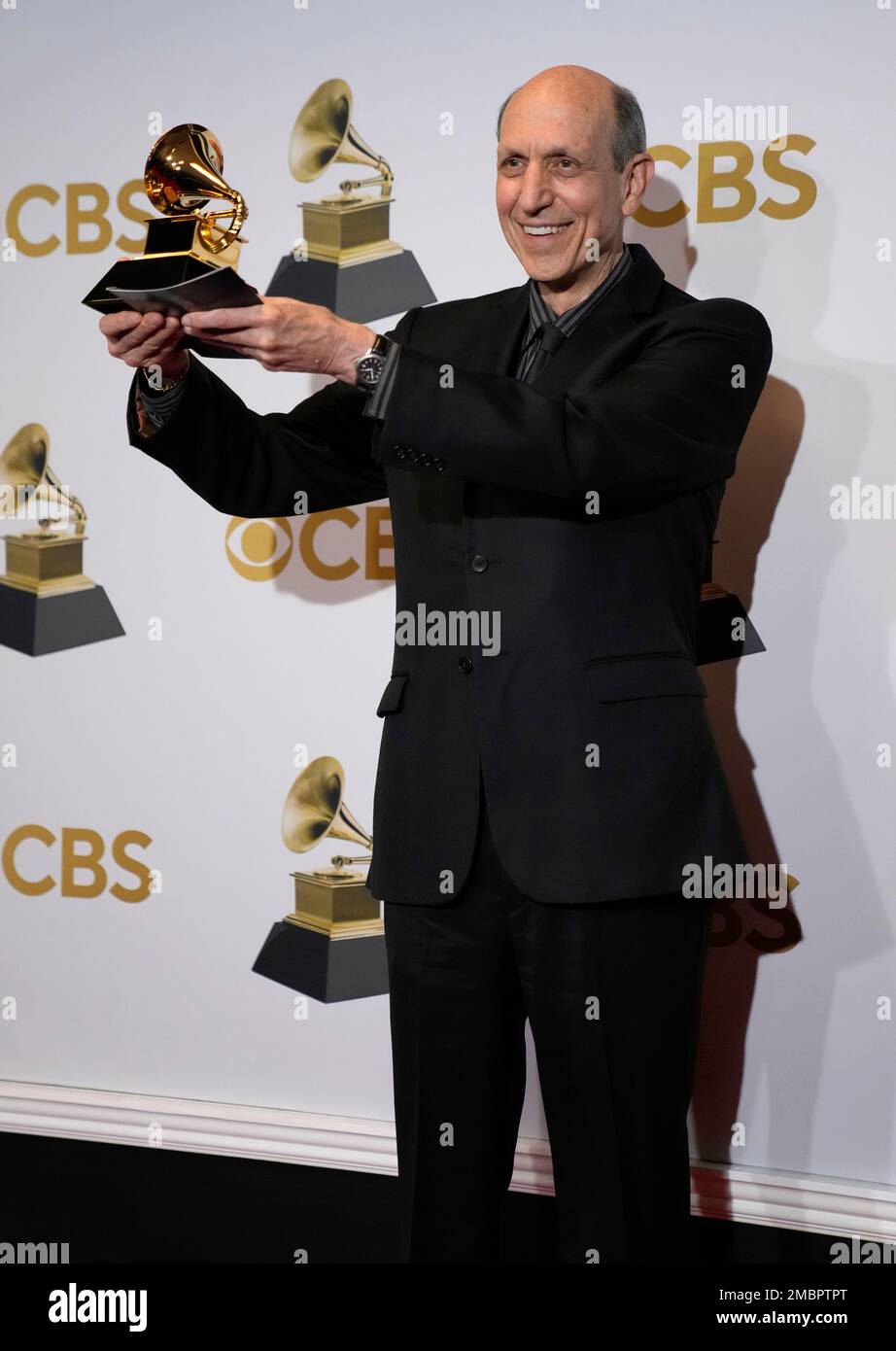Bernie Kirsh poses in the press room on behalf of Chick Corea, winner ...