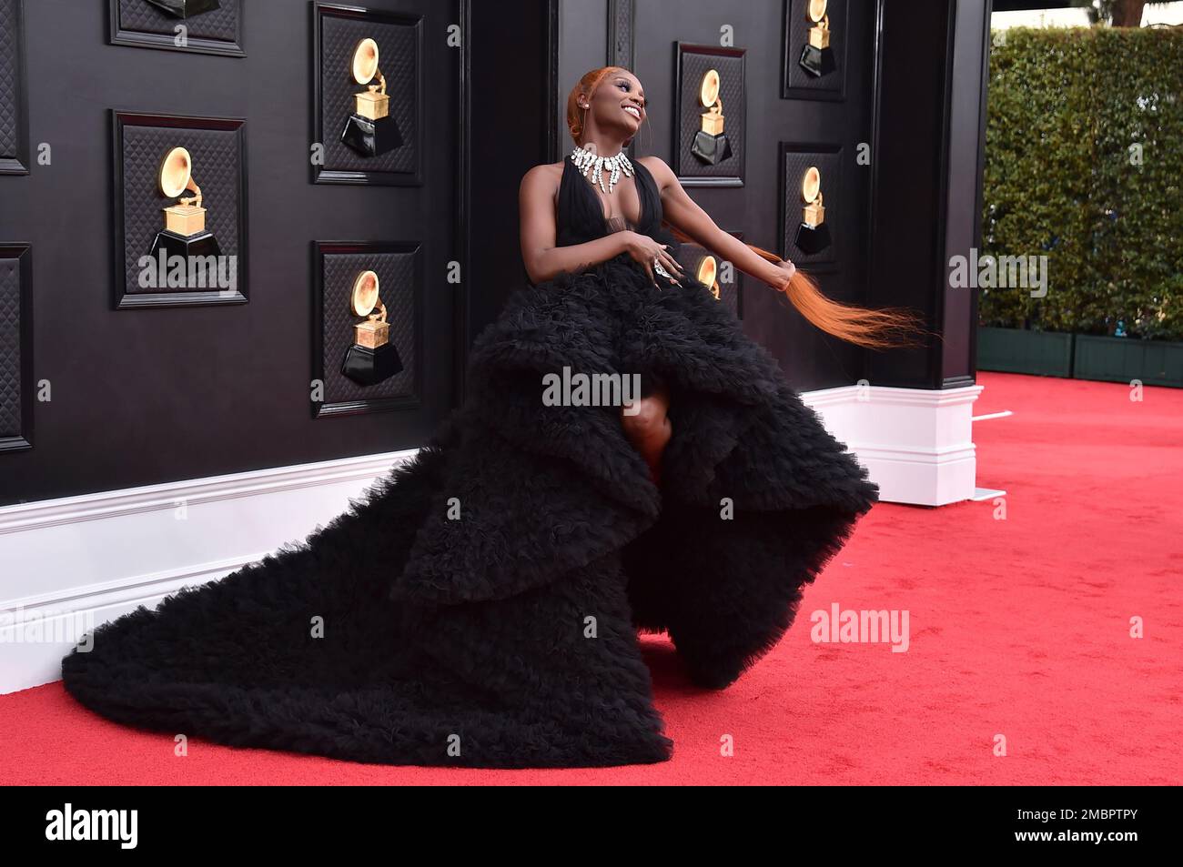Doechii arrives at the 64th Annual Grammy Awards at the MGM Grand ...