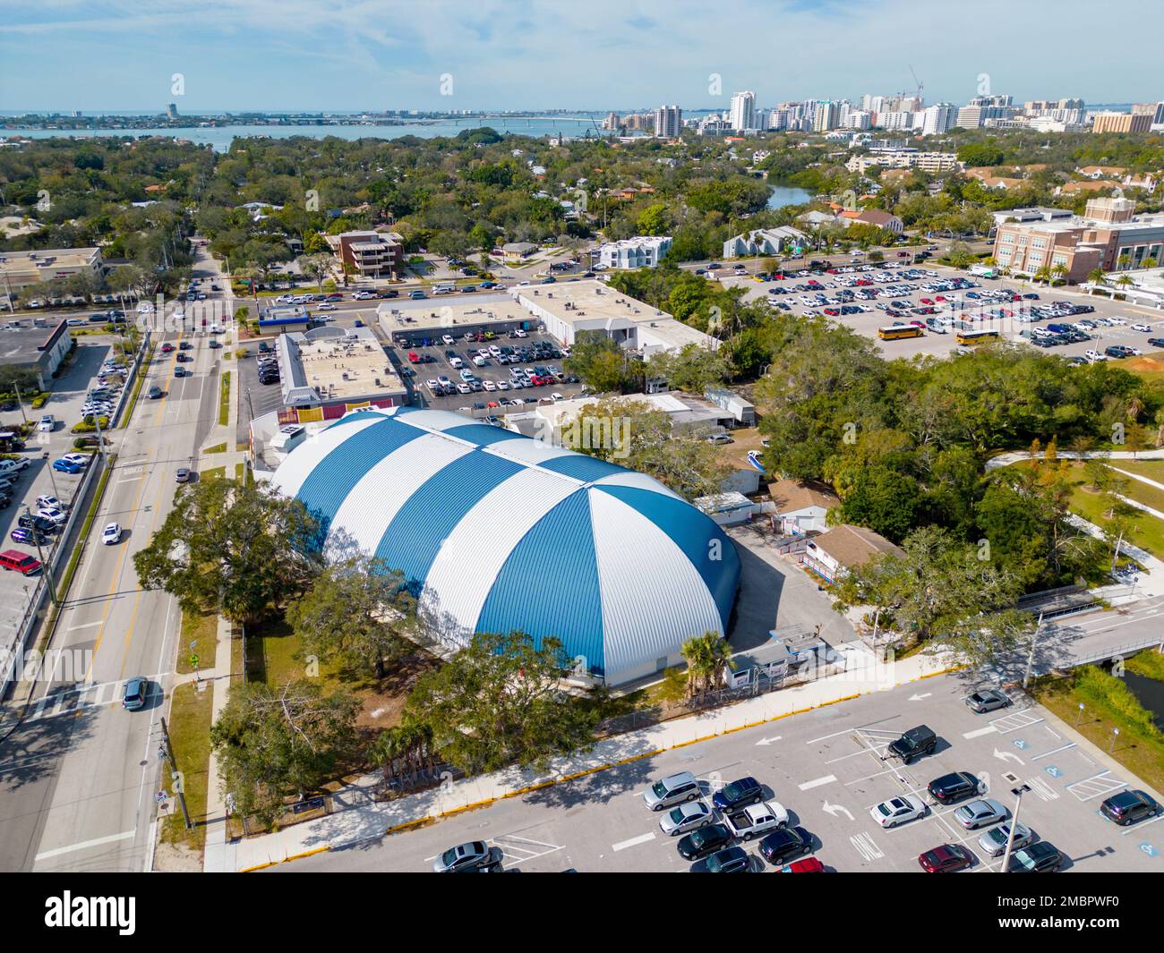 Sarasota, FL, USA - January 18, 2023: Aerial drone photo Sailor Circus ...
