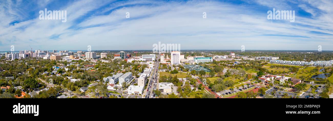 Aerial drone photo Downtown Sarasota and Payne Park Stock Photo - Alamy