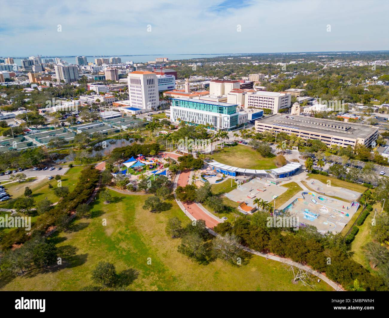 Aerial photo Payne Park and government buildings Sarasota FL Stock ...