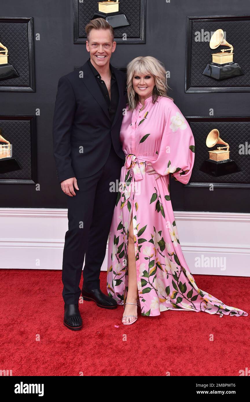 Bernie Herms Left And Natalie Grant Arrive At The 64th Annual Grammy Awards At The Mgm Grand