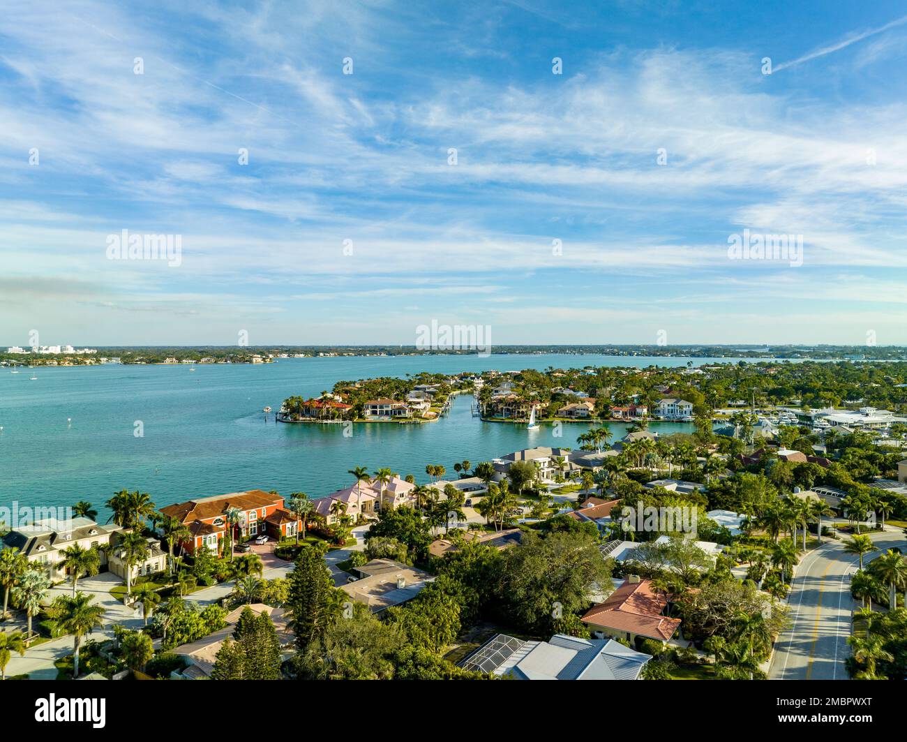 Aerial photo luxury homes in Bird Key Sarasota Florida USA Stock Photo ...