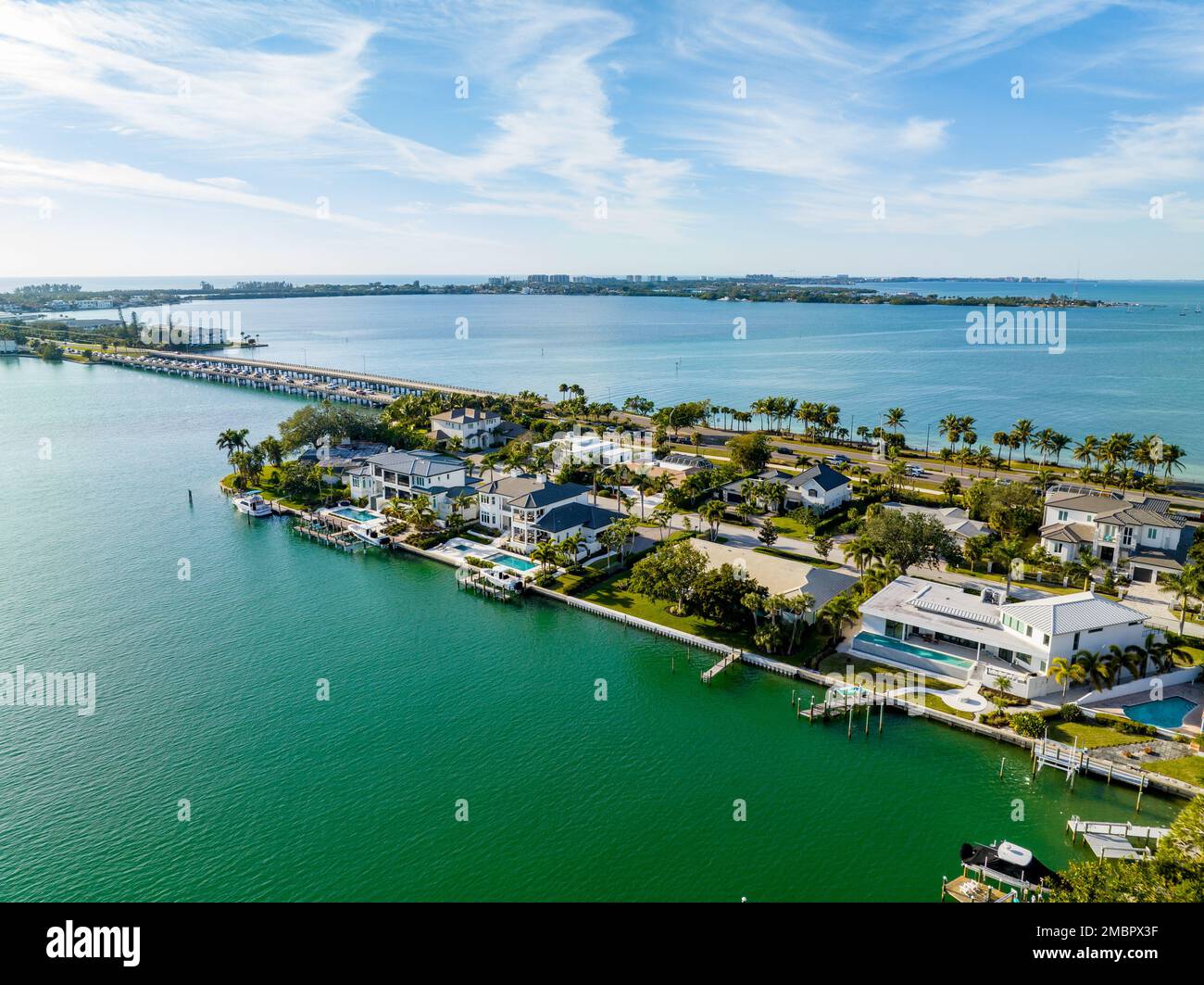 Aerial photo Sarasota luxury homes on Bird Key Stock Photo - Alamy