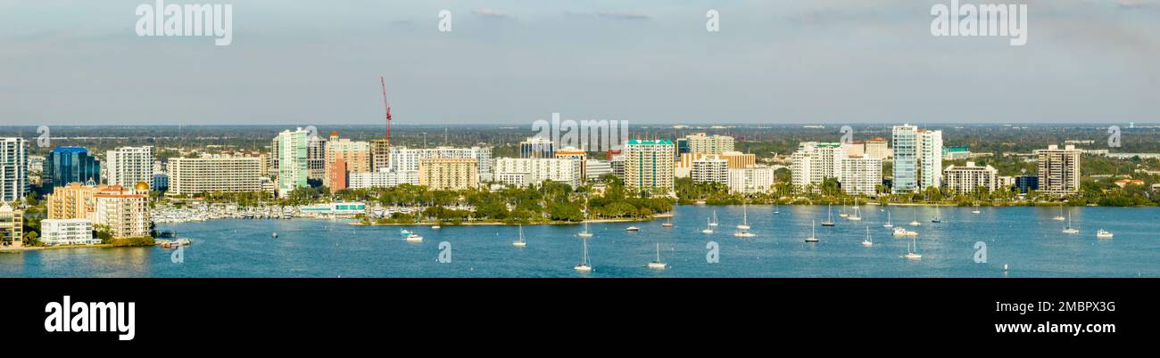 Aerial panorama Downtown bayfront Sarasota Florida Stock Photo - Alamy