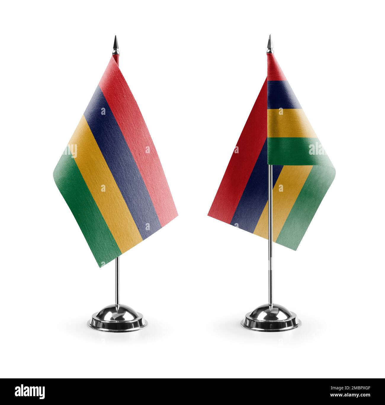 Small national flags of the Mauritius on a white background Stock Photo ...
