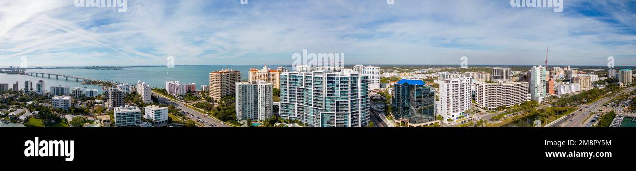 Aerial panorama buildings at Downtown Sarasota Florida USA Stock Photo ...