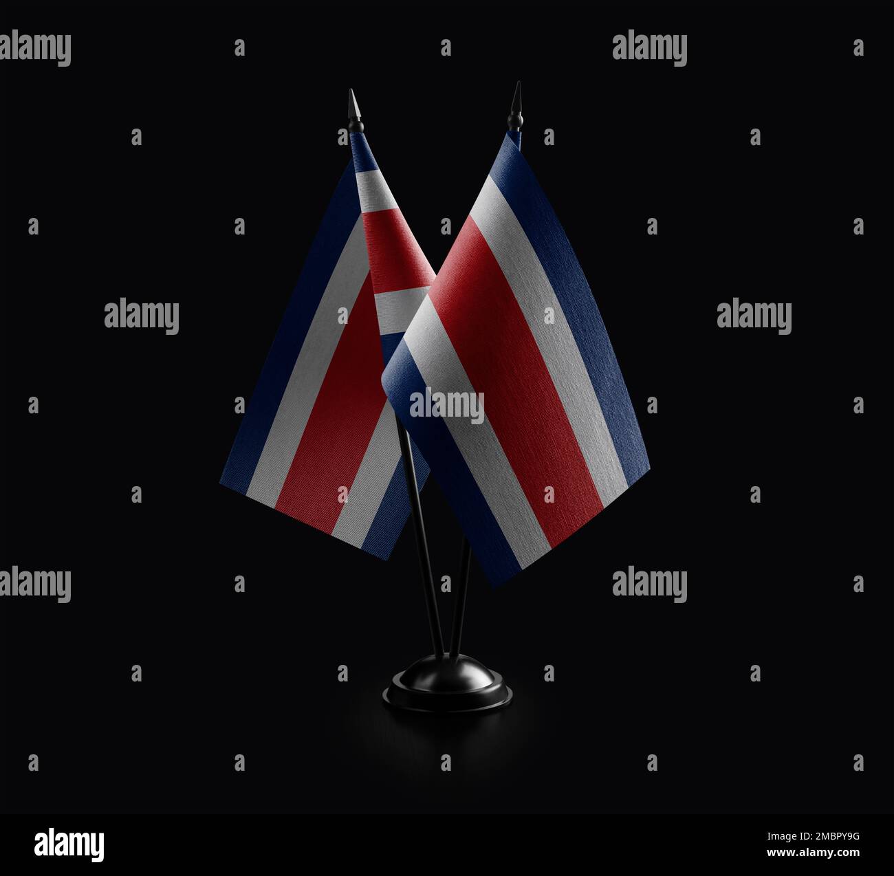 Small national flags of the Costa Rica on a black background Stock ...