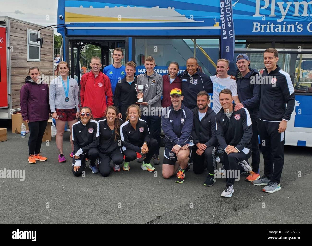 U.S. Marines with the All-Marine Running Team pose for a photo after ...