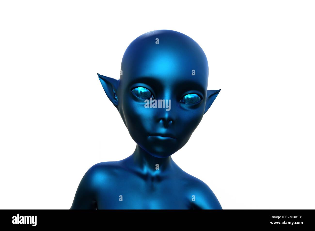 3d render. Portrait of a blue elf on a white background Stock Photo - Alamy