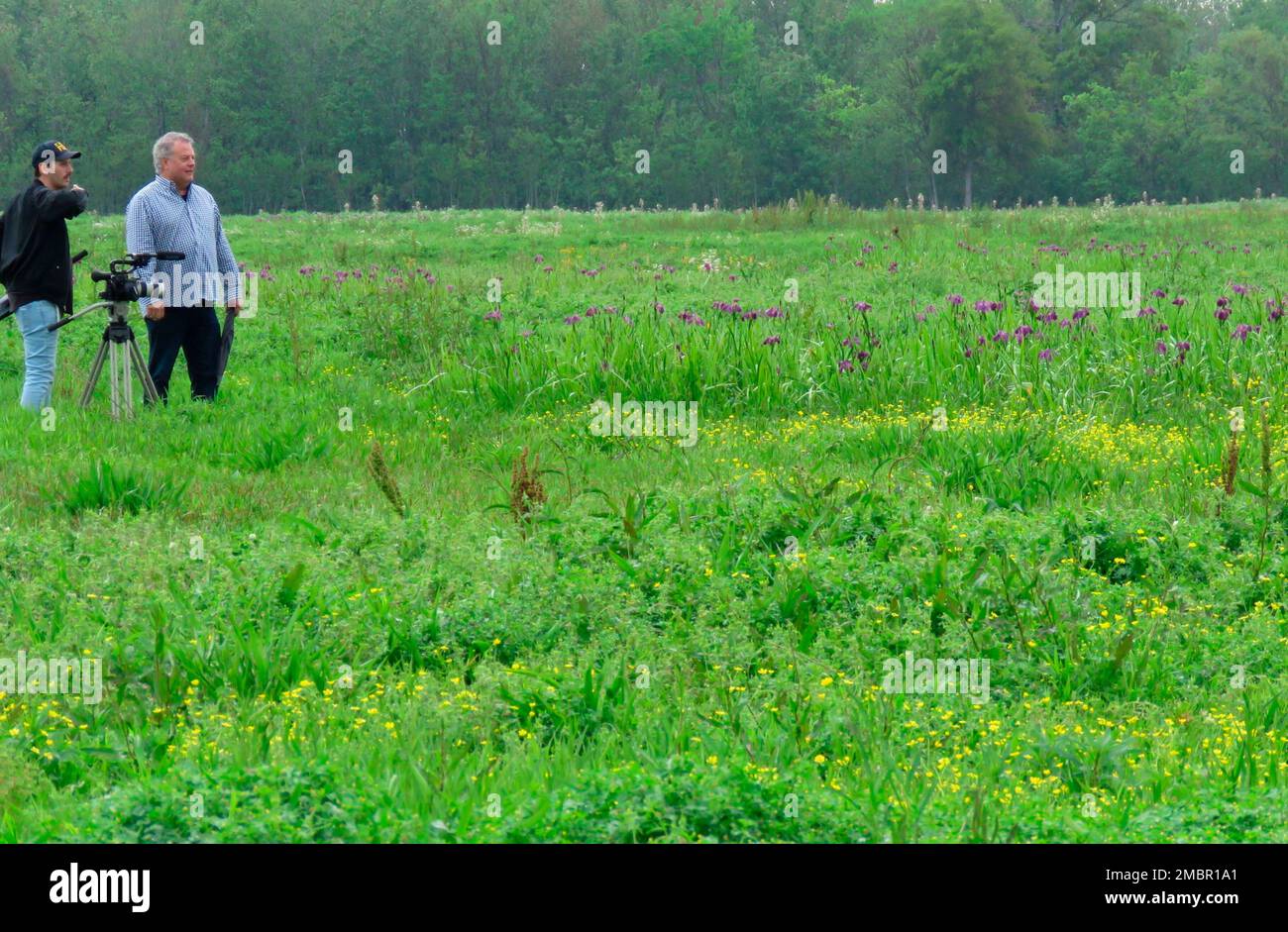 Nathan Rocky of WLAE-TV, left, and Woody Keim, a great great grandson ...