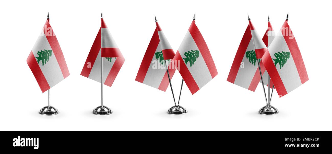 Small national flags of the Lebanon on a white background Stock Photo ...