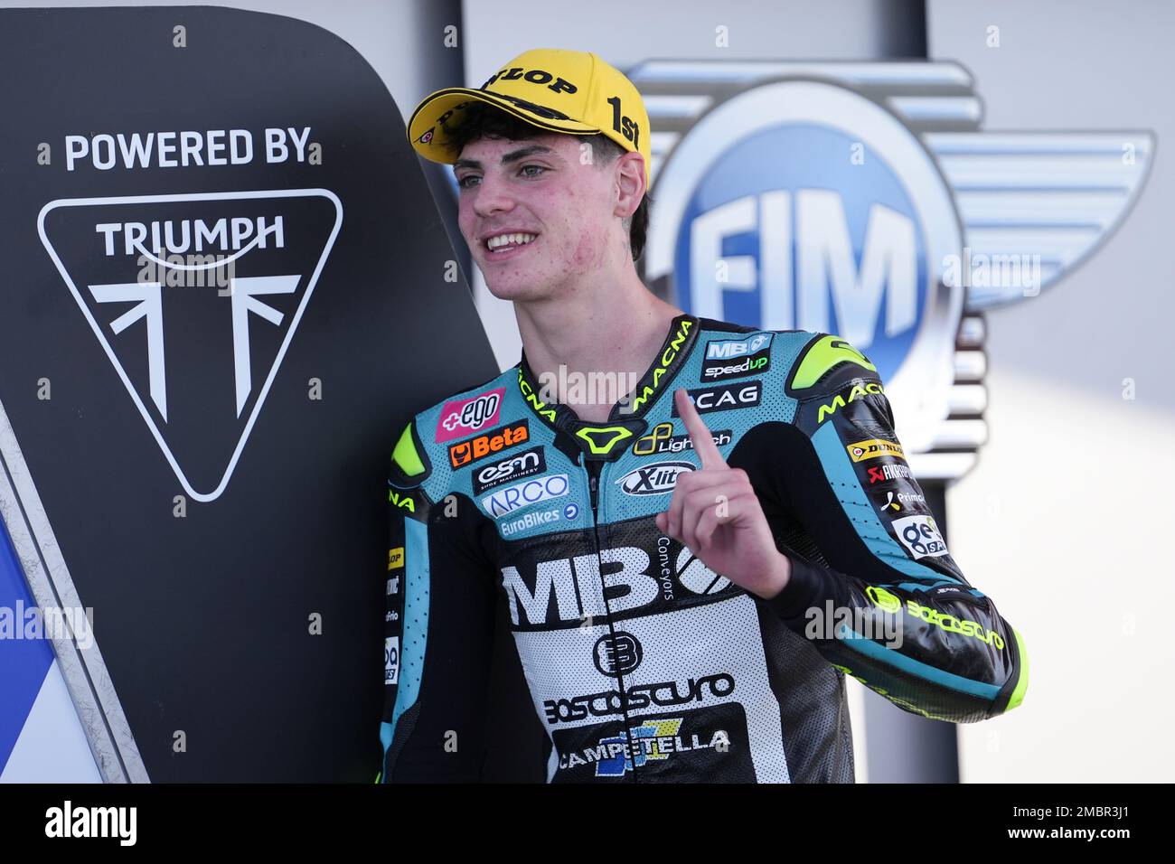 Spanish Moto2 rider Fermin Aldeguer, of Conveyors Speed Up team ...