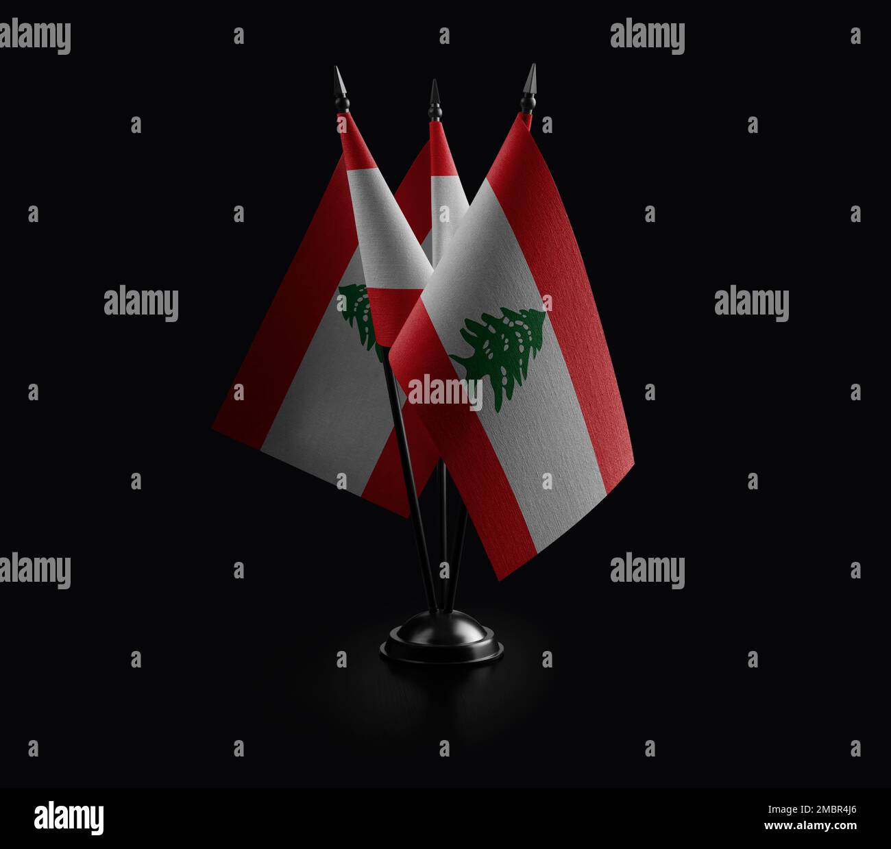 Small national flags of the Lebanon on a black background Stock Photo ...