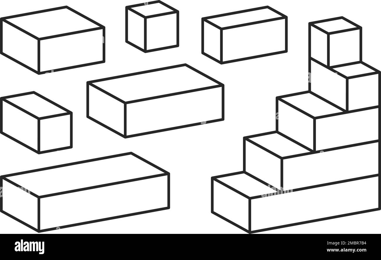Plastic toy construction brick or block set in outline vector Stock ...