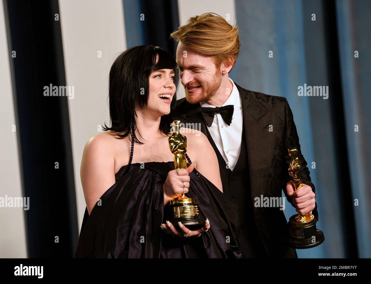 Billie Eilish, left, and Finneas O'Connell arrive at the Vanity Fair ...