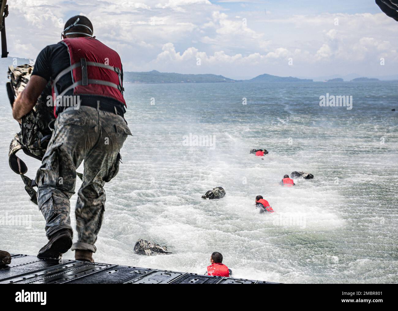 Partner force team members Helocast during the water and land course of ...
