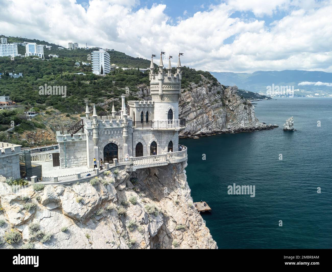 Crimea Swallow's Nest Castle on the rock over the Black Sea. It is a ...