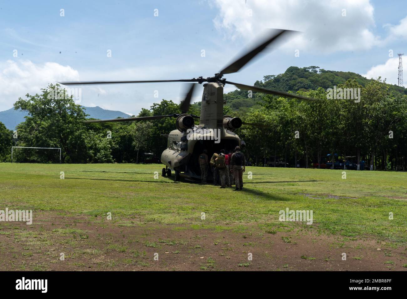 NAVAL BASE AMAPALA, Honduras - Partner Forces walk onto a Chinook that ...