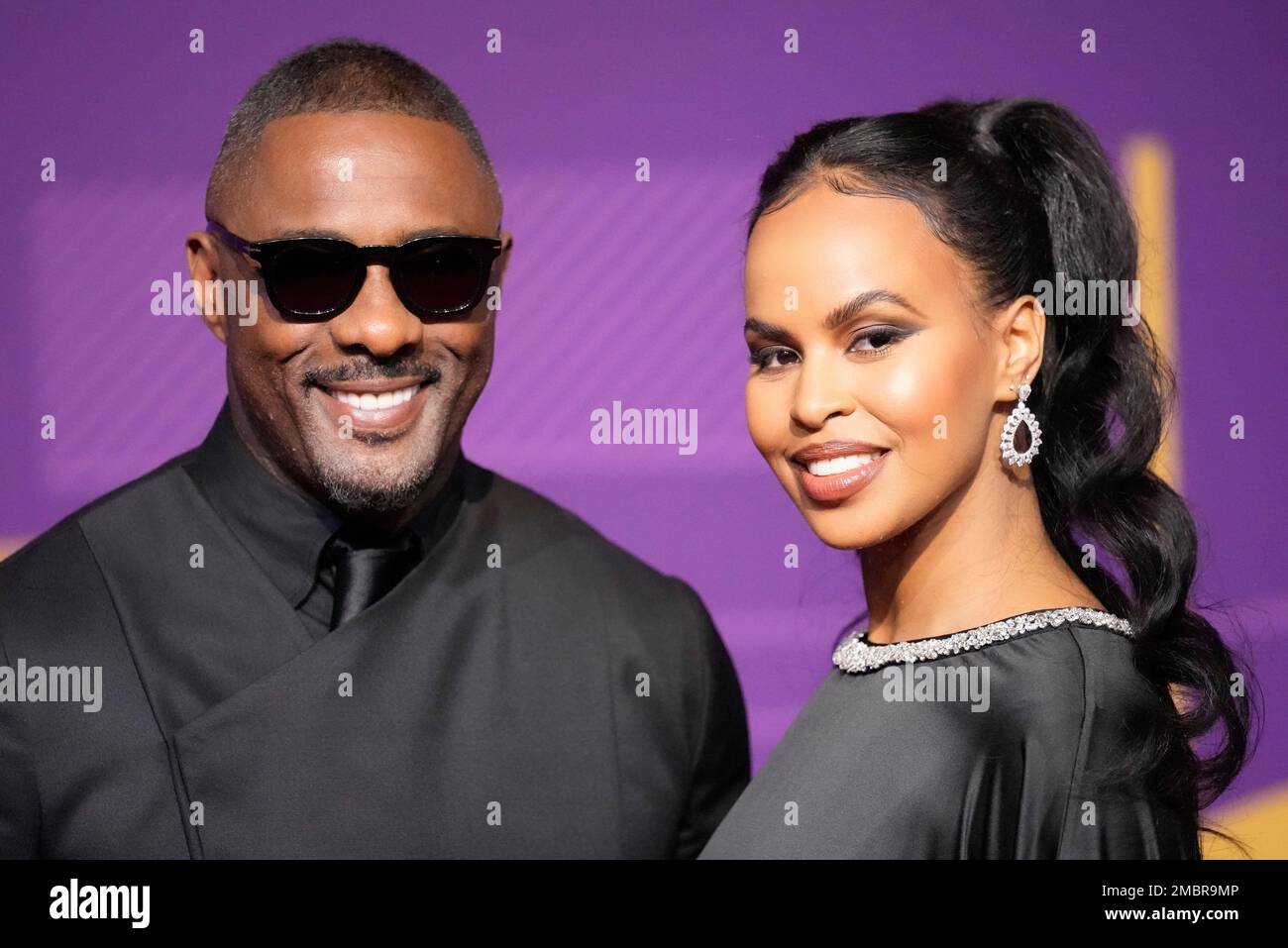 Actor and the draw presenter Idris Elba and his wife Sabrina Dhowre ...