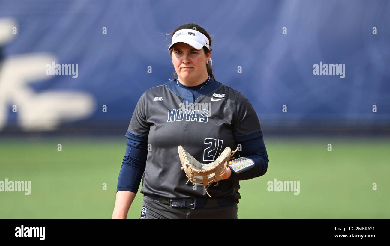Georgetown first baseman Abby Smith during an NCAA softball game on ...
