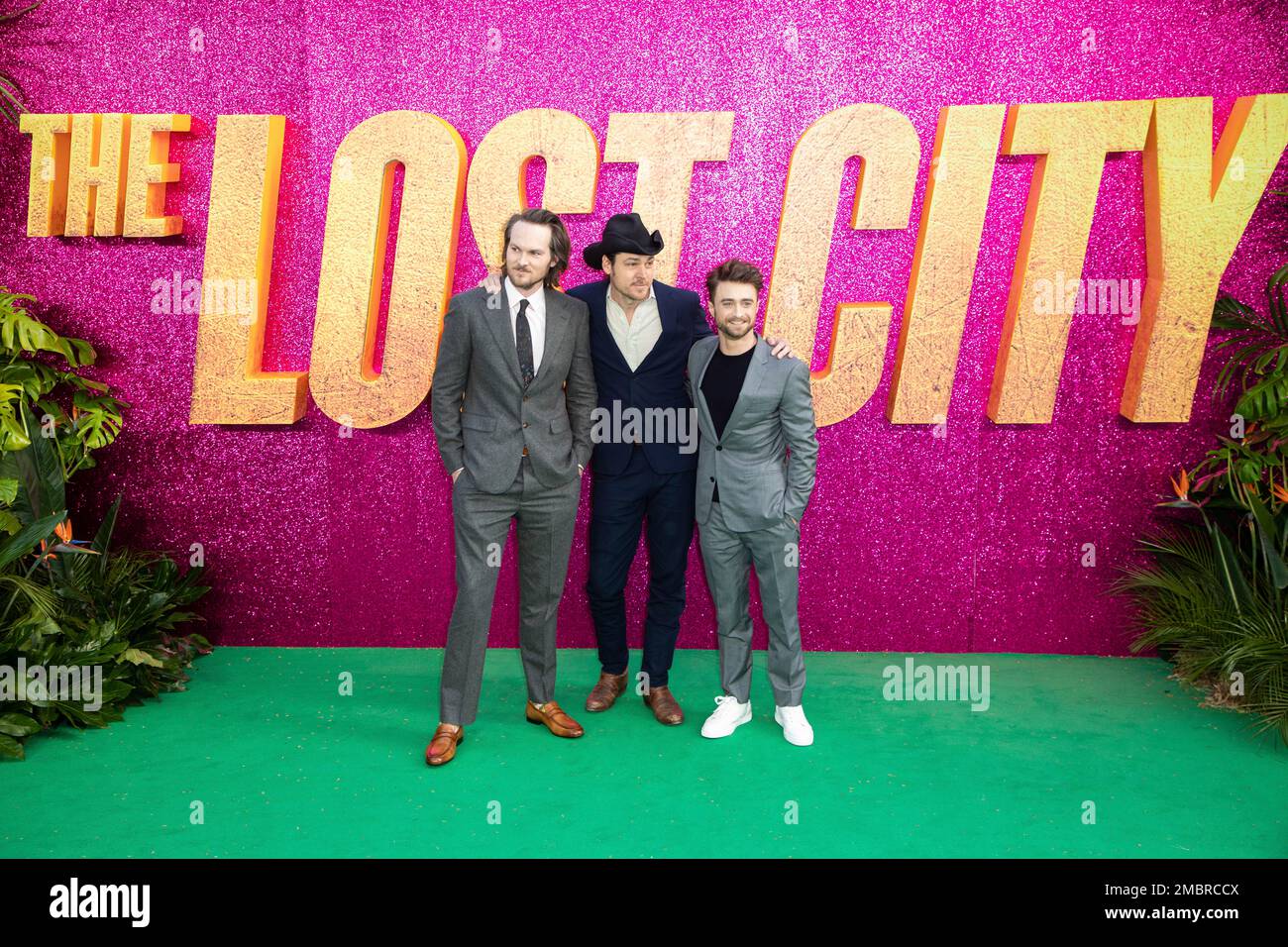 Adam Nee, Aaron Nee and Daniel Radcliffe pose for photographers upon ...