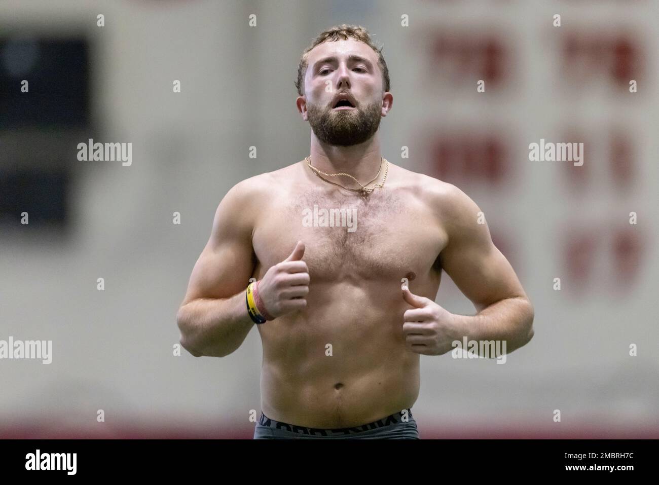 Former Alabama football player Slade Bolden participates in the 40-yard ...