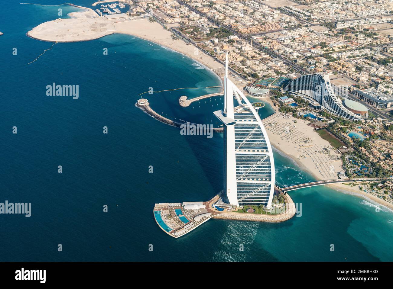 Aerial view of jumeirah beach and burj al arab hotel hi-res stock ...
