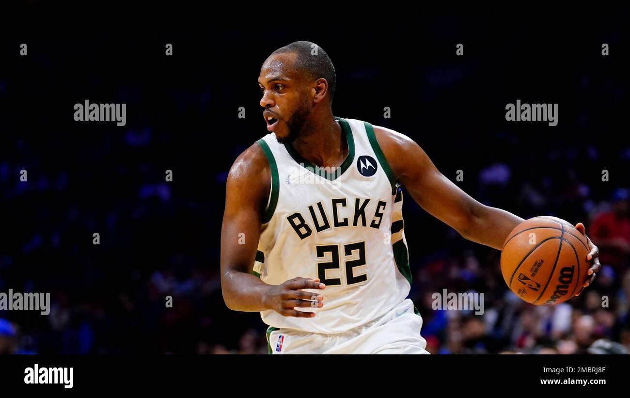 Milwaukee Bucks' Khris Middleton plays during an NBA basketball game ...