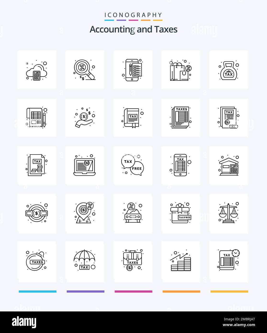 Creative Taxes 25 OutLine icon pack Such As banking. shopping. archive ...