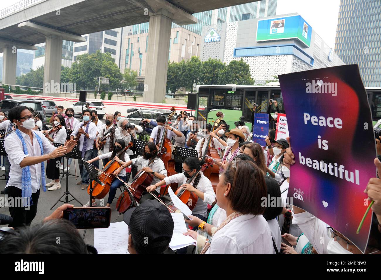Activists perform in front of the Russian Embassy to denounce Russia's ...