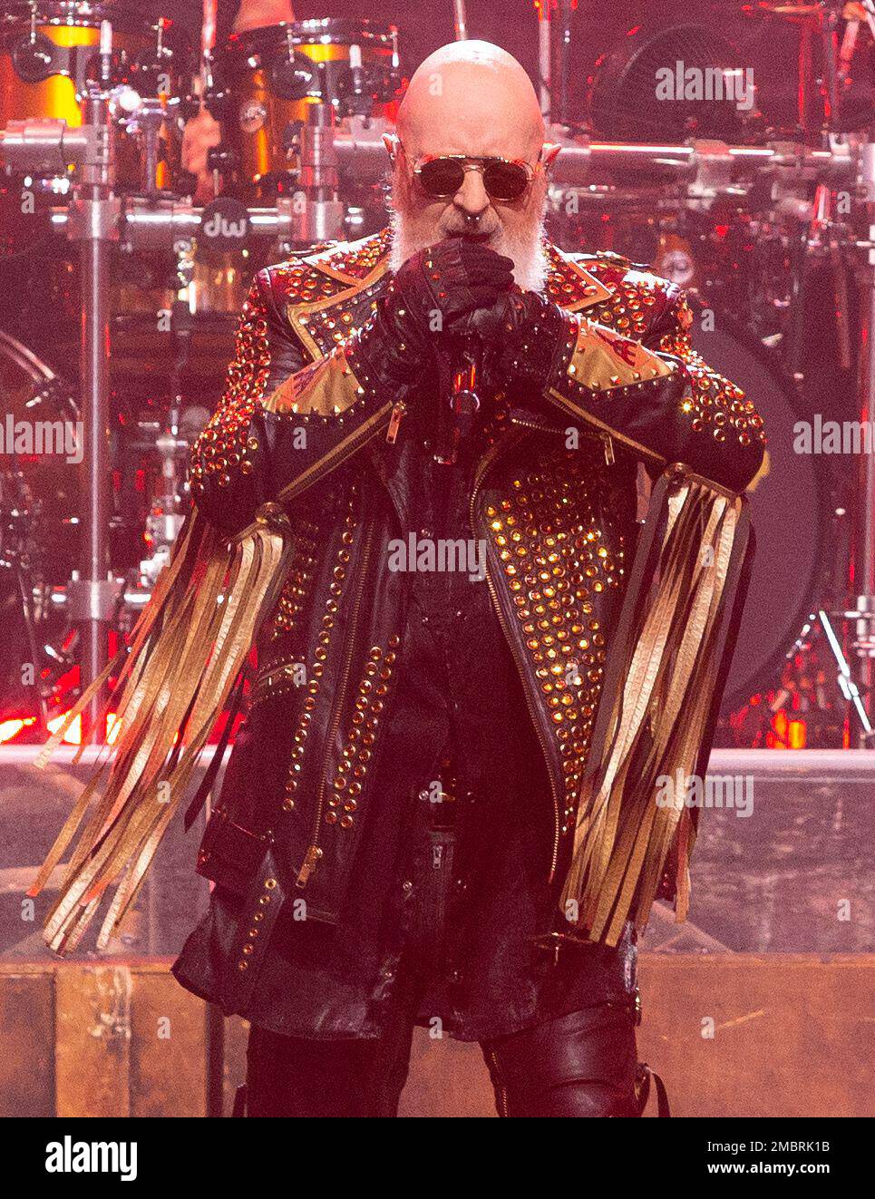 Rob Halford of the band Judas Priest performs in concert during their ...