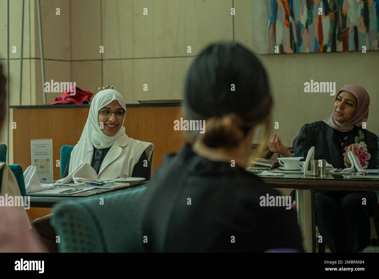 A Kuwaiti woman introduces herself at a Women’s Peace and Security ...