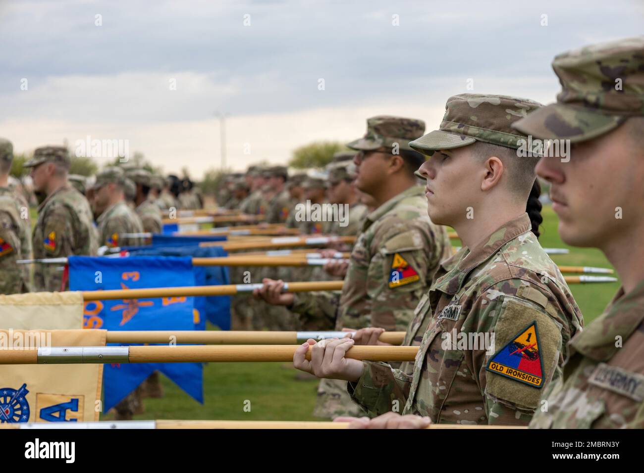 Guidon bearer from the across the brigade render honors to Maj. Gen ...