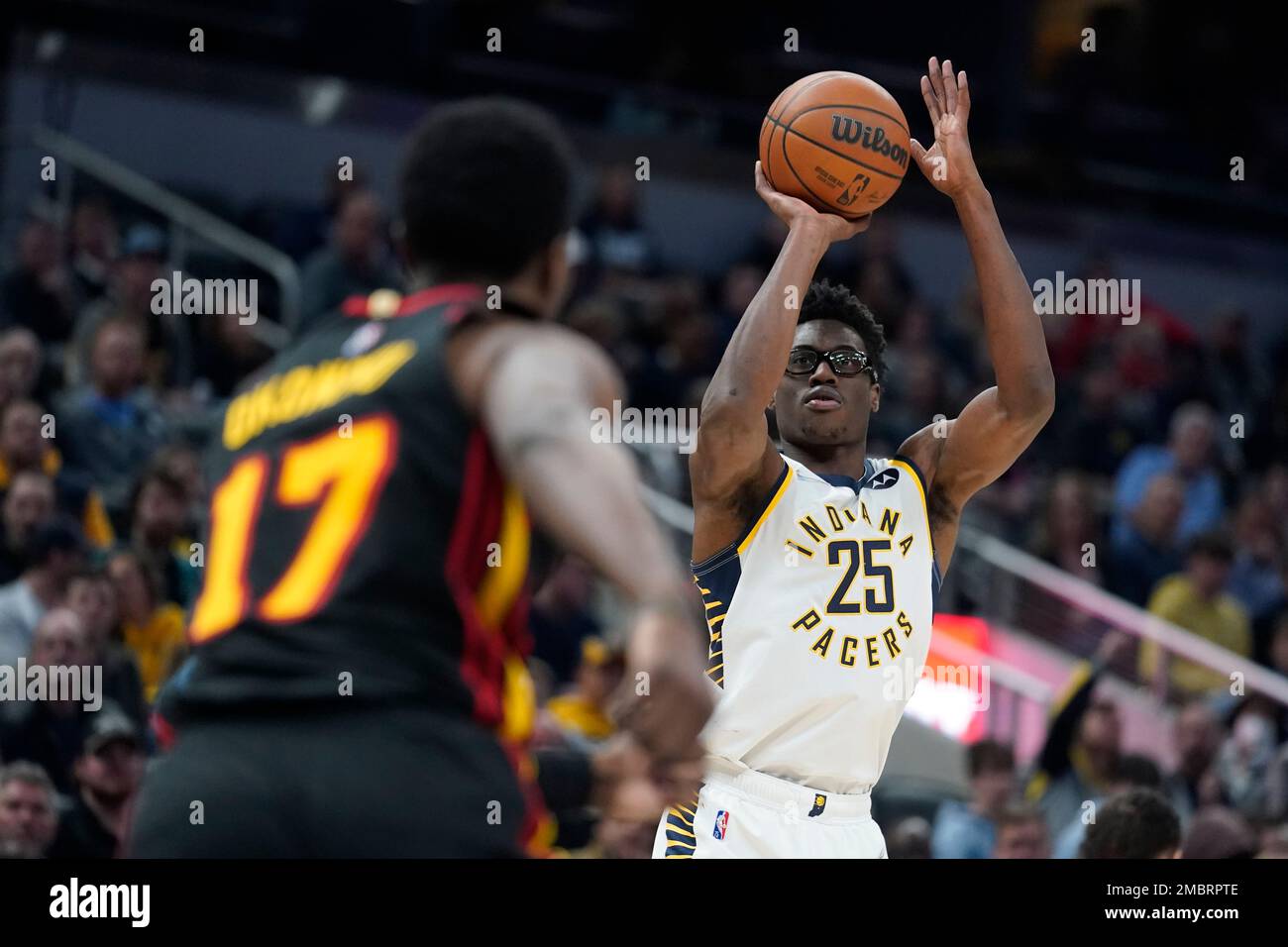 Indiana Pacers' Jalen Smith shoots during the second half of an NBA ...