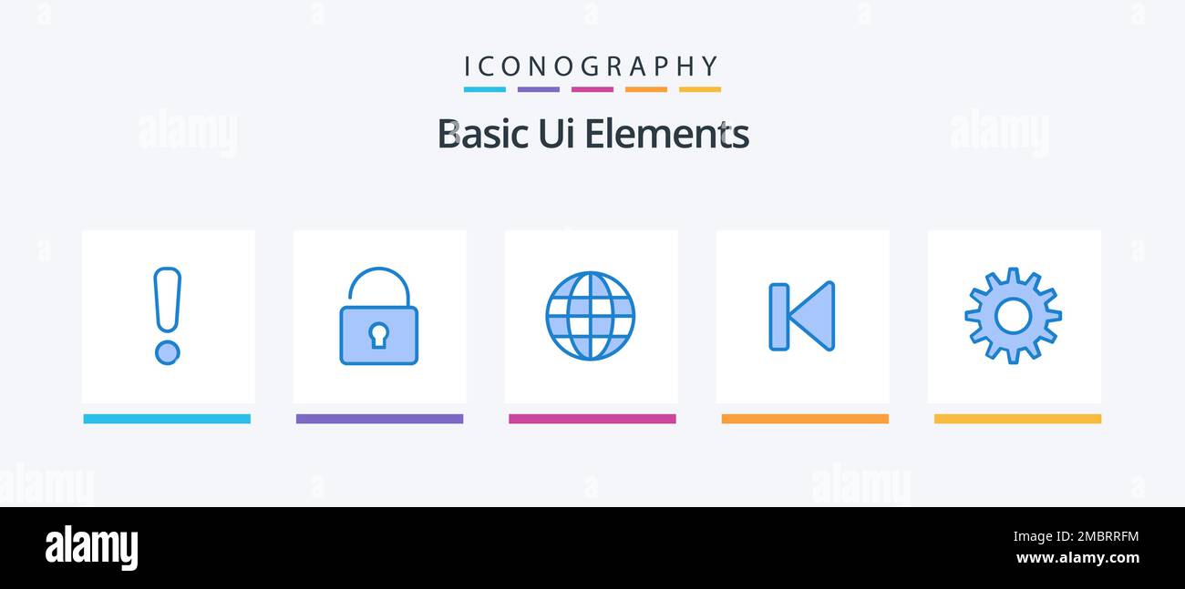 Basic Ui Elements Blue 5 Icon Pack Including gear. start. globe. media ...