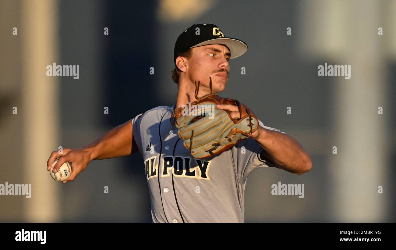 Cal Poly's Drew Thorpe plays during an NCAA baseball game against UC ...
