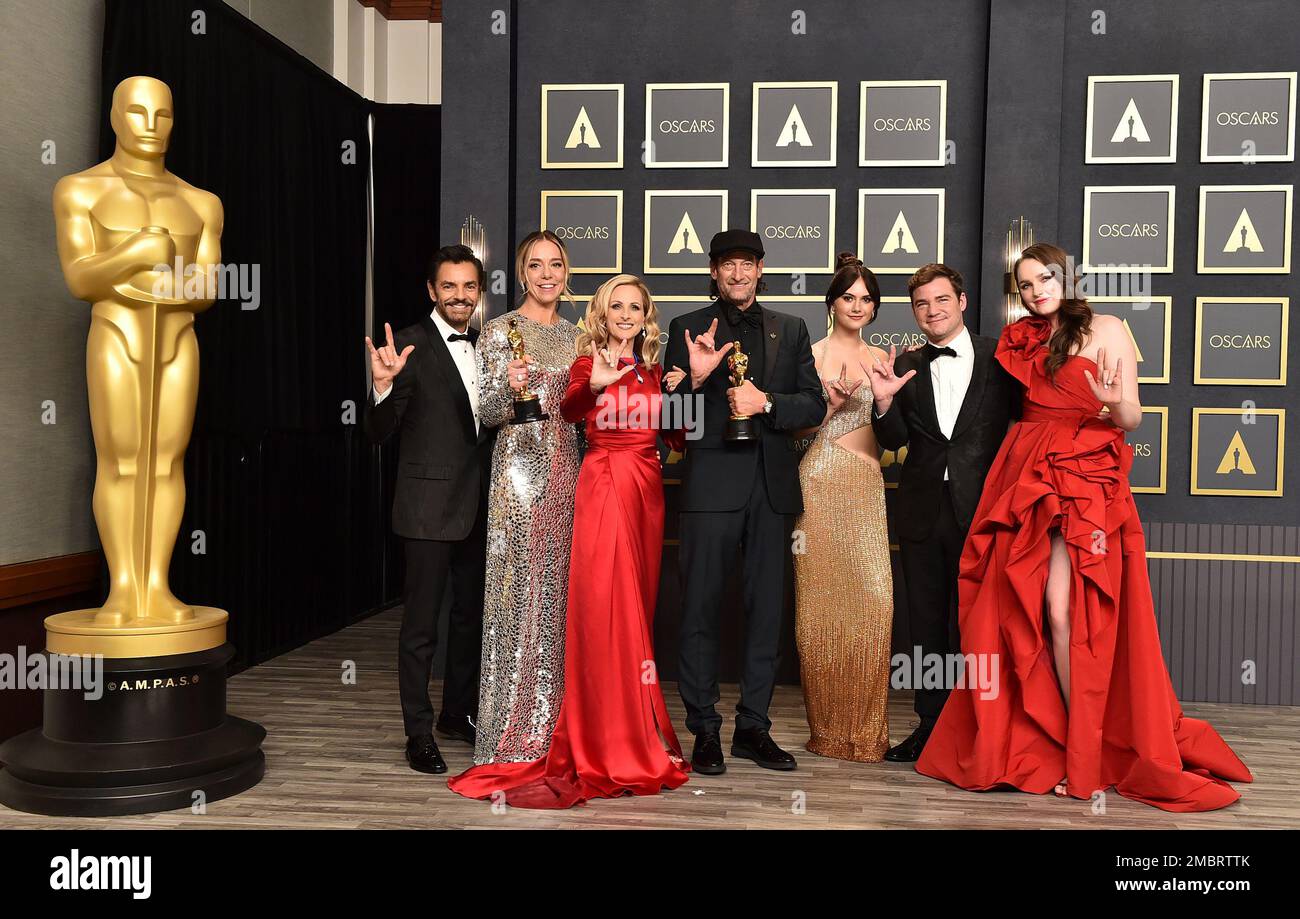 FILE - Eugenio Derbez, from left, Sian Heder, Marlee Matlin, Troy ...