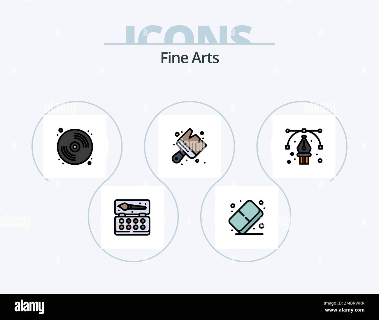 Fine Arts Line Filled Icon Pack 5 Icon Design. drawing. design. column. art. paint Stock Vector ...