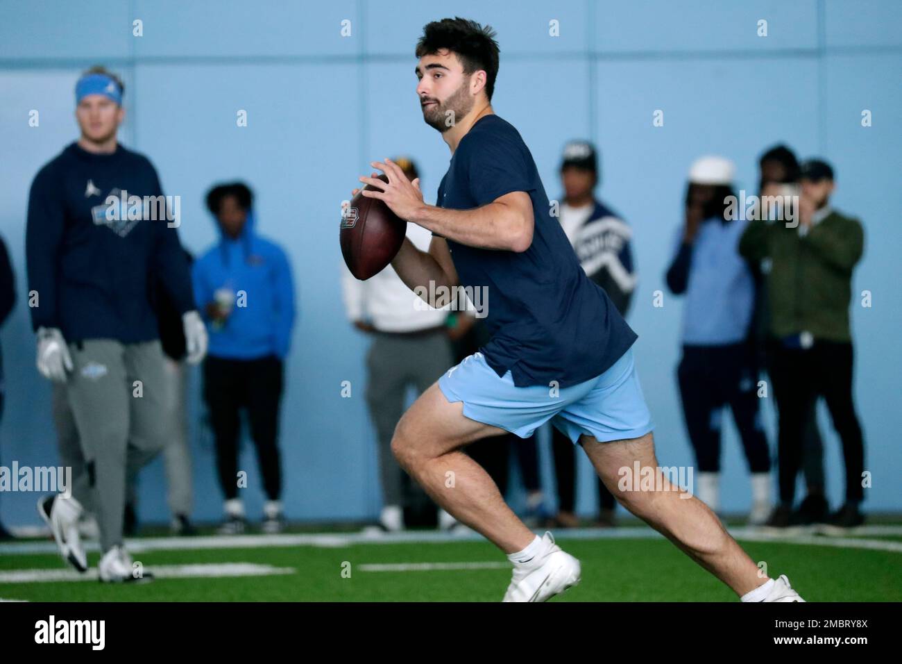 North Carolina quarterback Sam Howell demonstates his skills for NFL ...