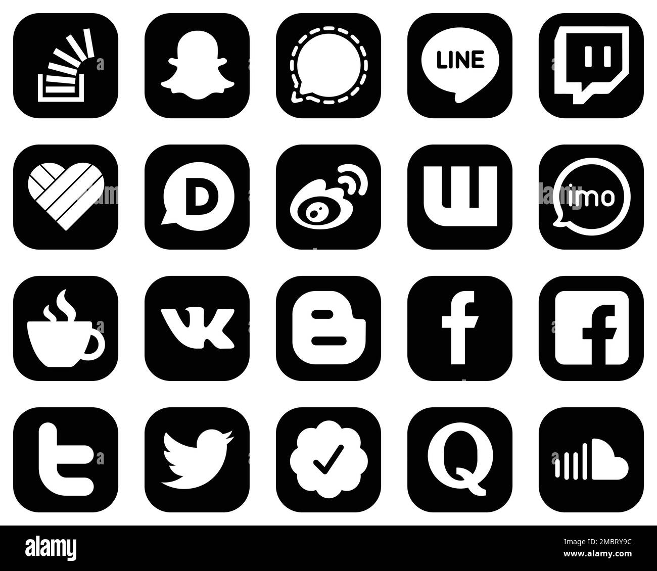 White Social Media Icons Transparent Background