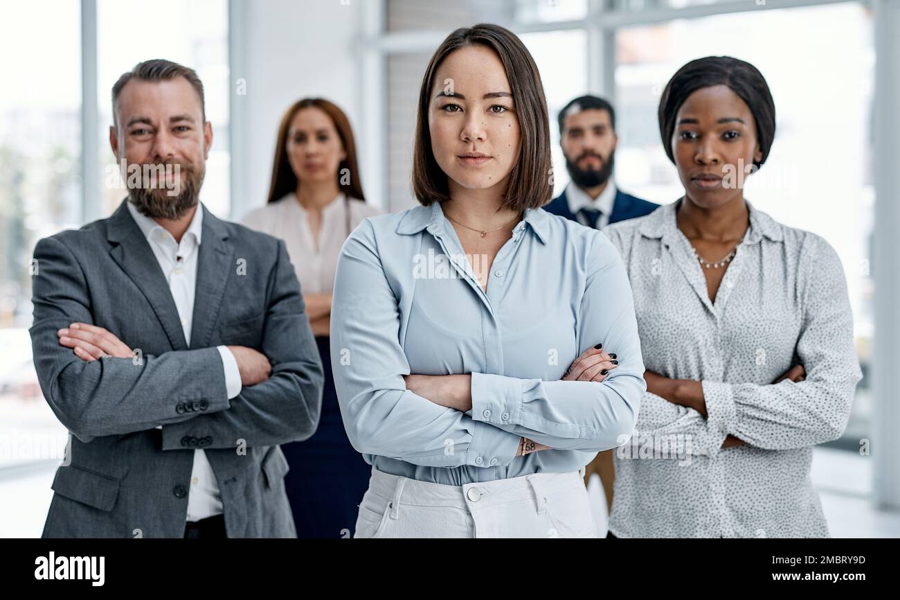 Portrait executives standing together hi-res stock photography and ...