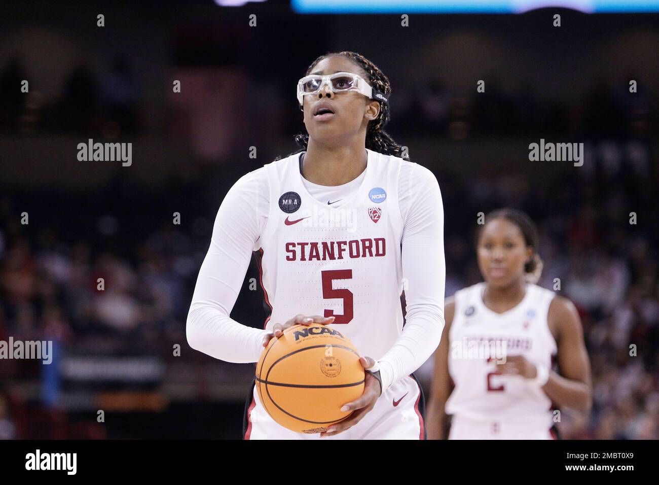 Stanford forward Francesca Belibi prepares to shoot a free throw during ...